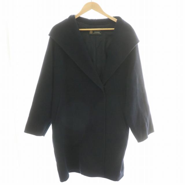 【中古】カレンソロジー マンテコリバーショールコート ロング ミドル ハーフ ウール manteco生地 背抜き F 紺