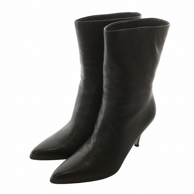 【中古】ブレンタ BRENTA ショートブーツ ポインテッドトゥ ハイヒール レザー 羊革 37 24cm 茶色 ブラウン