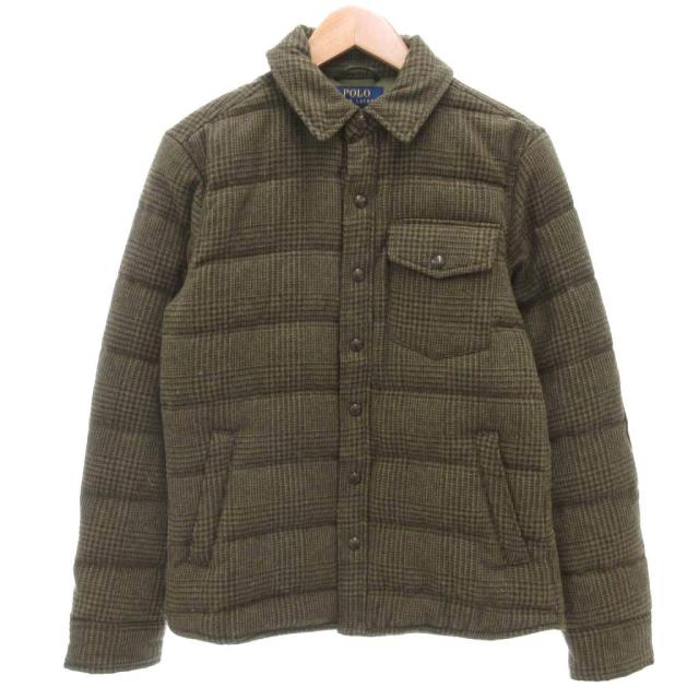 【中古】ポロ ラルフローレン POLO RALPH LAUREN ダウンジャケット キルティング 千鳥格子柄 ショート丈 XS カーキ