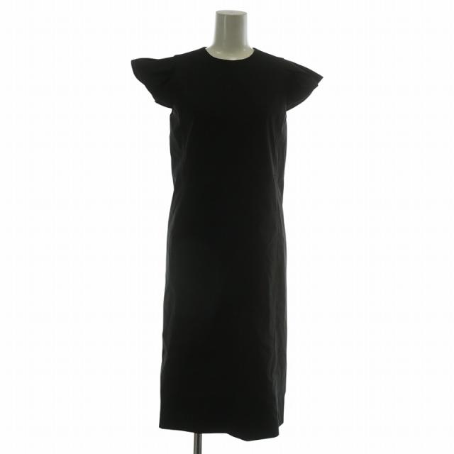 【中古】ヨーコチャン YOKO CHAN 18SS ワンピース 半袖 フリル袖 ロング 36 S 黒 ブラック YCD-118-362