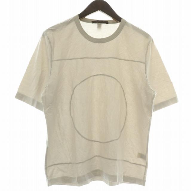 【中古】ルイヴィトン LOUIS VUITTON Tシャツ カットソー 半袖 クルーネック 丸 ラウンド M ライトグレー