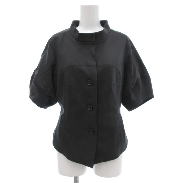 【中古】セリーヌ CELINE ジャケット マカダムチェーン スタンドカラー 裏地総柄 36 チャコールグレー /JS ■GY19