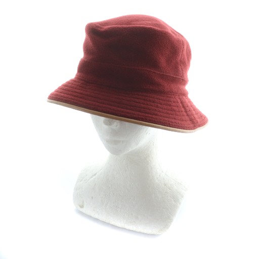 【中古】エルメス HERMES MOTSCH バケットハット 帽子 ロゴ カシミヤ 56cm 赤 レッド ■GY19 /MQ ■OH レディース
