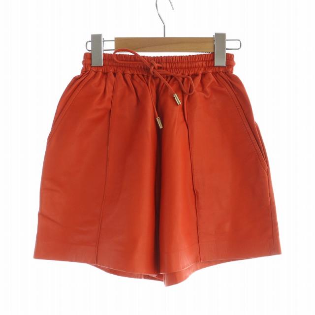 【中古】ジバンシィ GIVENCHY ショートパンツ ハーフ ロゴ ラムレザー羊革 38 M オレンジ ■GY19 /MQ レディース
