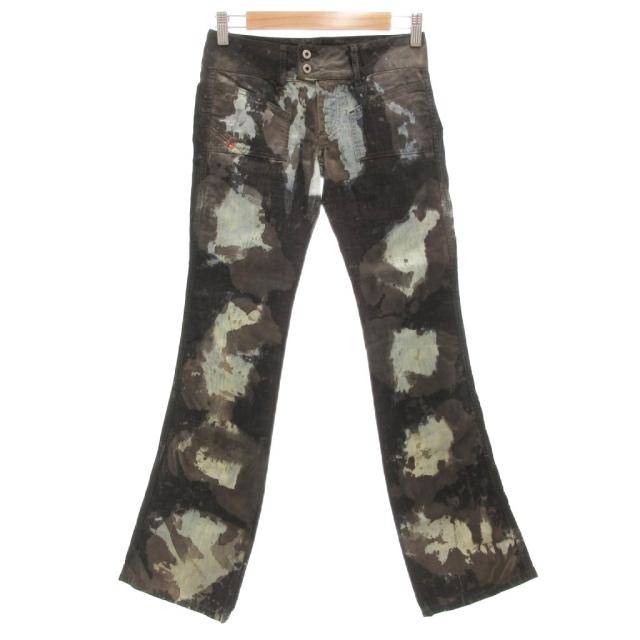 【中古】ディーゼル DIESEL デニムフレアパンツ ブーツカット ジーンズ ペイント加工 ブリーチ加工 ジップフライ 24