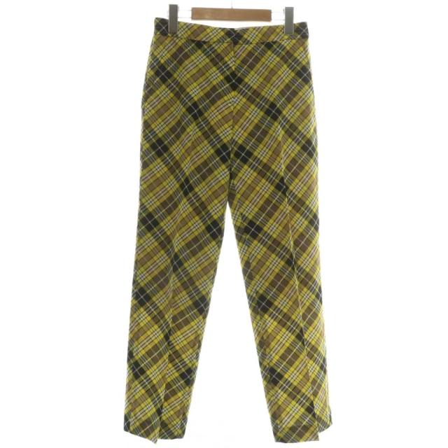 【中古】未使用品 バーバリー ロンドン ヴィンテージチェック パンツ スラックス テーパード 総柄 32 黄色 黒