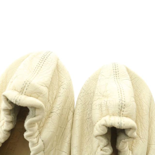 【中古】ボッテガヴェネタ BOTTEGA VENETA パンプス レザー スクエアトゥ クリアヒール 37 23.5cm アイボリー