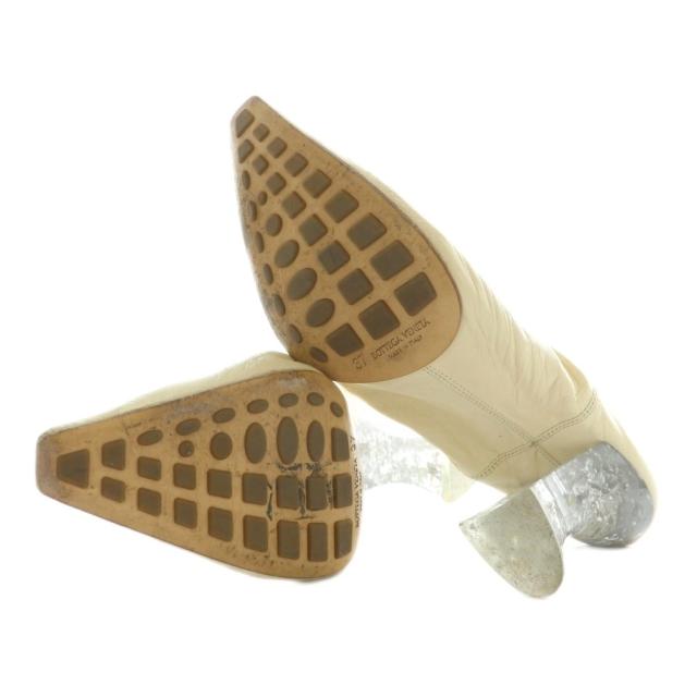 【中古】ボッテガヴェネタ BOTTEGA VENETA パンプス レザー スクエアトゥ クリアヒール 37 23.5cm アイボリー