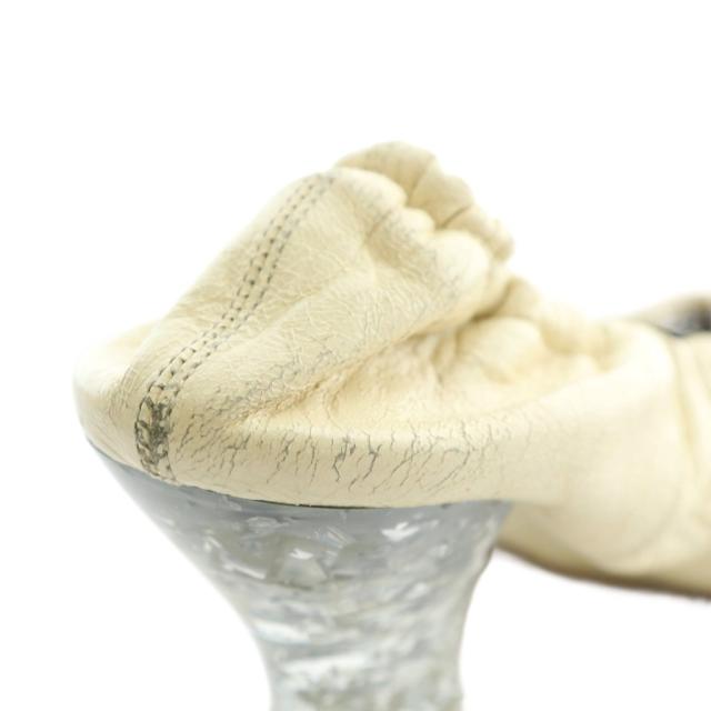 【中古】ボッテガヴェネタ BOTTEGA VENETA パンプス レザー スクエアトゥ クリアヒール 37 23.5cm アイボリー