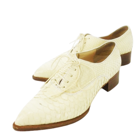 【中古】クリスチャンルブタン レザーシューズ 革 パイソン レースアップ ポインテッドトゥ 35 22cm 白 ホワイト