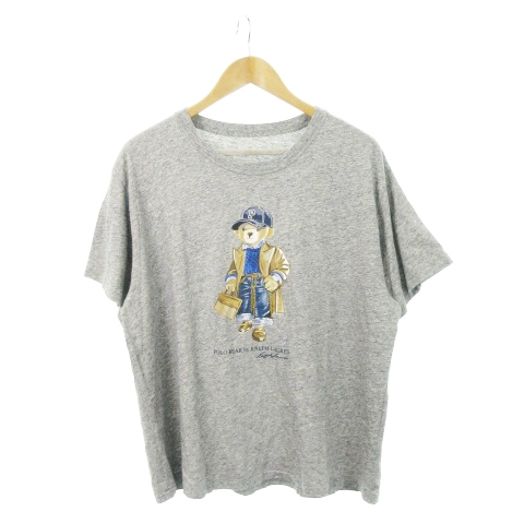 【中古】ラルフローレン POLO ベア ジャージー Tシャツ ラウンドネック 半袖 プリント 刺繍 杢グレー /AH26 ■GY19