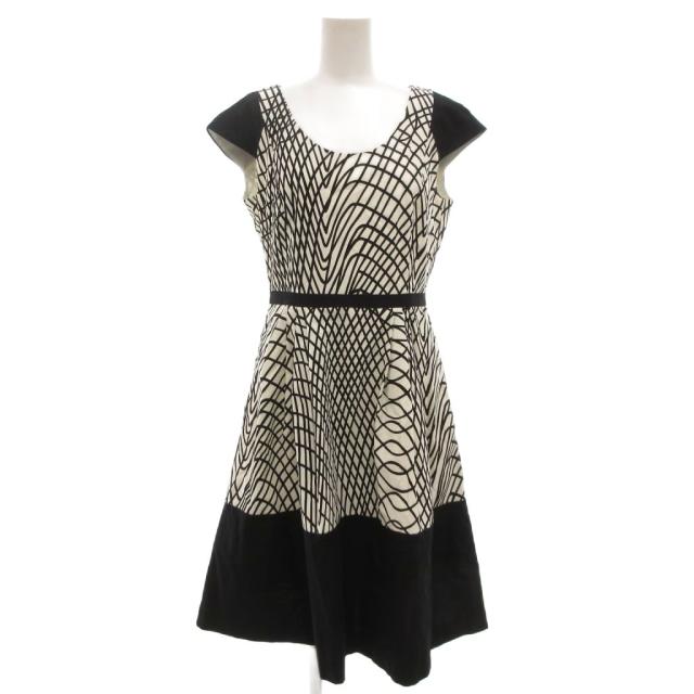 【中古】マックスマーラステュディオ Max Mara Studio ワンピース 半袖 ひざ丈 フレンチスリーブ 総柄 40