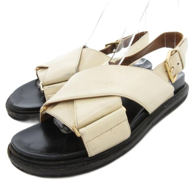 【中古】マルニ MARNI サンダル シューズ ストラップ クロステープ アイボリー /AE ■GY19 レディース