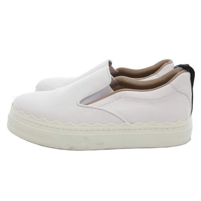 【中古】クロエ CHLOE LAUREN TICA ローレン スリッポン スニーカー レザー 35 22.0cm 白 /UO ■GY19 レディース