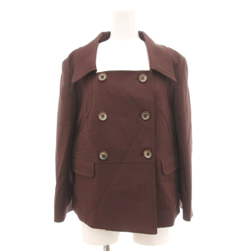 【中古】セリーヌ CELINE オールドセリーヌ ヴィンテージ ダブル ジャケット ショートコート スクエアネック 42 茶