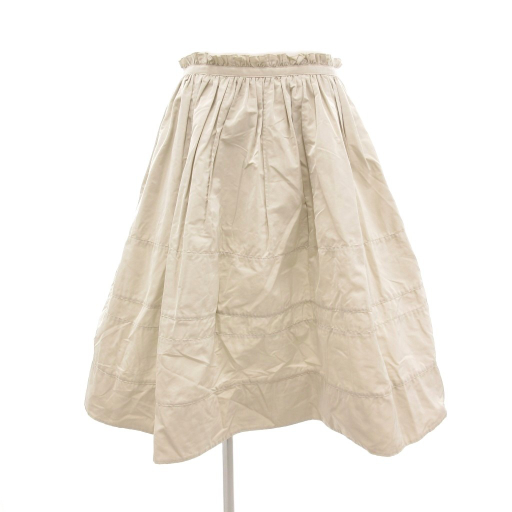 【中古】ジルサンダー JIL SANDER 美品 ギャザースカート ひざ丈 シルク混 32 アイボリー /UO ■GY19 レディース