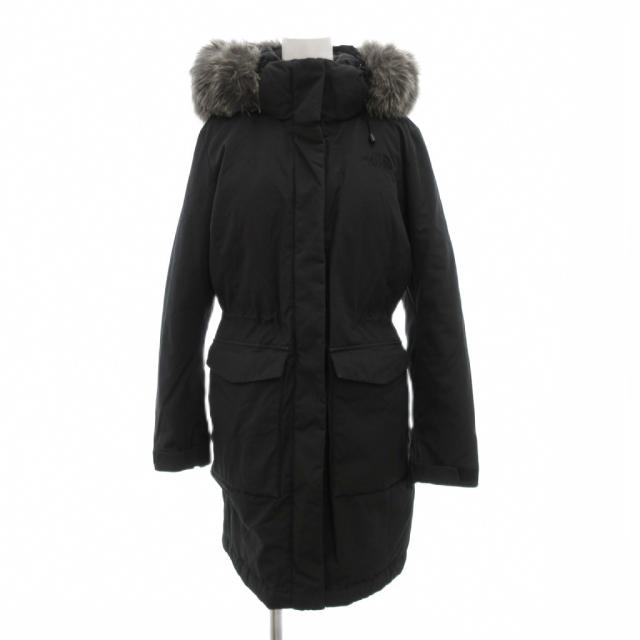 【中古】ザノースフェイス THE NORTH FACE ニューグラントダウンコート ロング フェイクファー ロゴ S