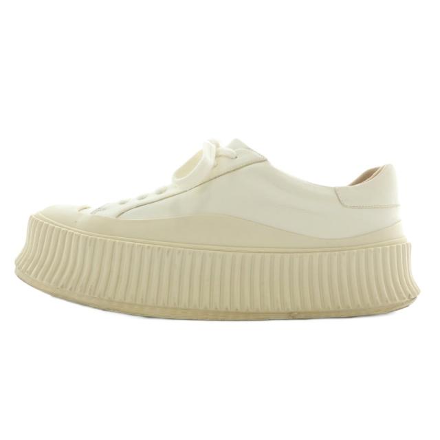 【中古】ジルサンダー JIL SANDER スニーカー レザー ローカット 厚底 プラットフォーム チャンキーソール 37 24cm 白