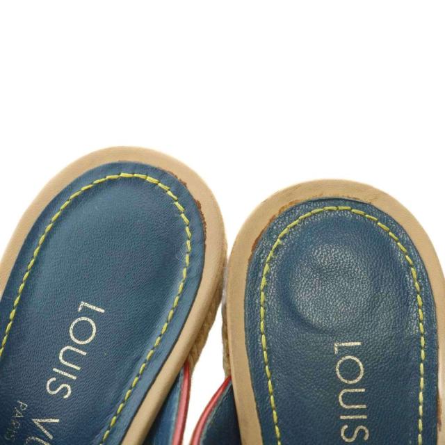 【中古】LOUIS VUITTON サンダル デニム エスパドリーユ ウェッジソール モノグラム 38 24.5cm インディゴ ベージュ