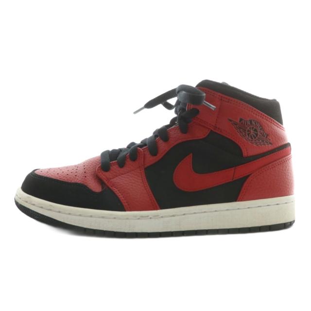 【中古】ナイキ NIKE Air Jordan 1 Mid Reverse Bred スニーカー レザー ハイカット US7.5 25.5cm 赤 黒 554724-054