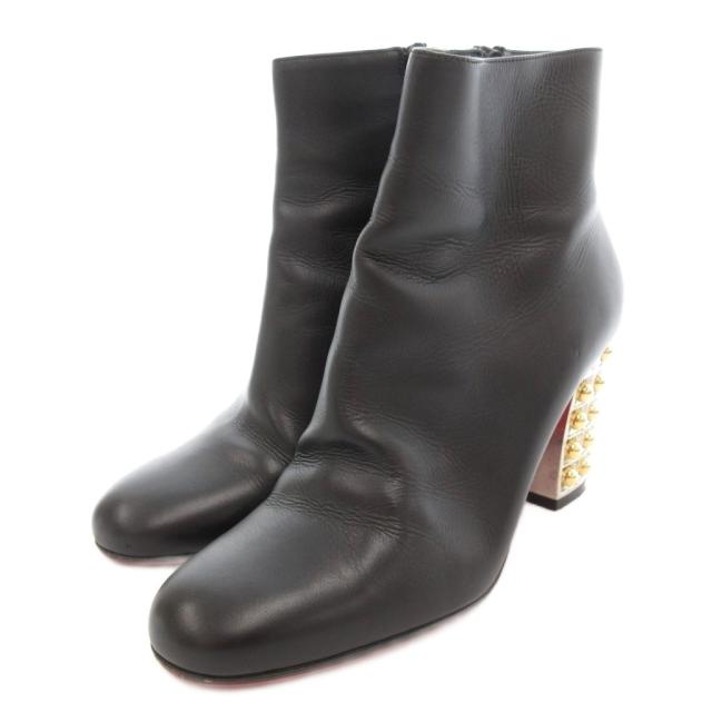 【中古】クリスチャンルブタン Christian louboutin ショートブーツ ブーティ レザー スタッズ イタリア製 35 黒