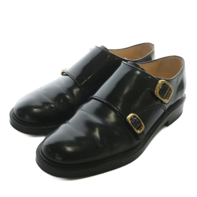 【中古】TOD'S GOMMA BASSO 59C MONK FIBBIE ローファー ドレスシューズ ダブルモンクストラップ 38.5 25.5cm 黒