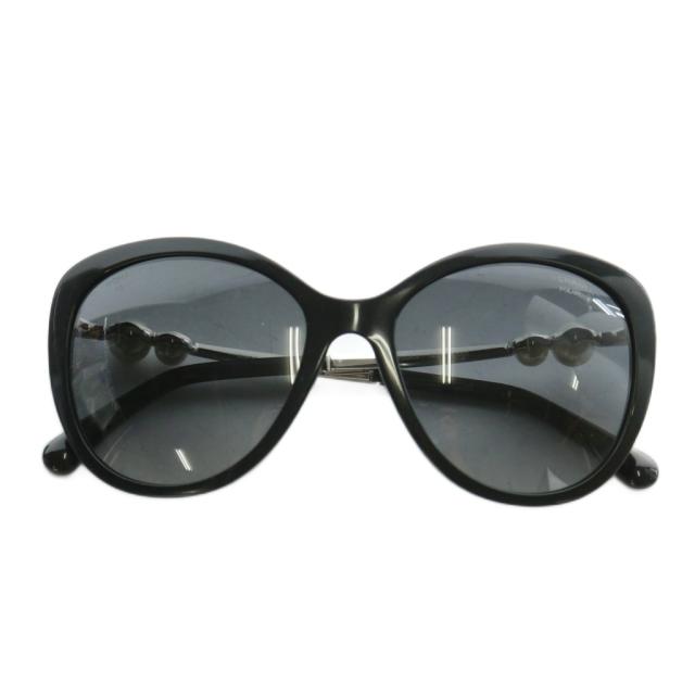 【中古】シャネル CHANEL 眼鏡 サングラス メタルフレーム グラデーション フェイクパール ココマーク 黒
