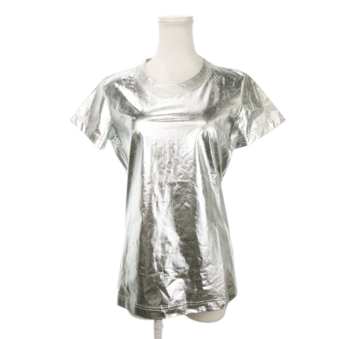 【中古】マルケス アルメイダ Marques'Almeida メタリックTシャツ カットソー 半袖 コーティング S シルバーカラー