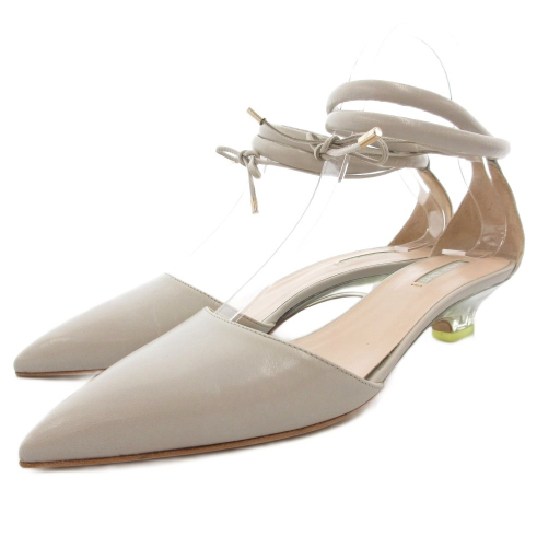 【中古】ジョルジオアルマーニ GIORGIO ARMANI パンプス 36.5 グレー ポインテッドトゥ クリアヒール