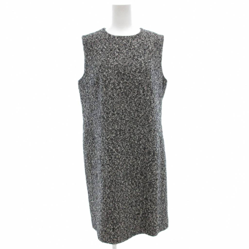 【中古】マックスマーラ MAX MARA 白タグ モスクワ ウール ワンピース ノースリーブ ツイード ひざ丈 42 黒 白