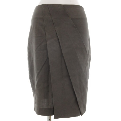 【中古】ブルネロクチネリ BRUNELLO CUCINELLI タイトスカート ひざ丈 シルク混 38 グレー タック DD72763 /GV