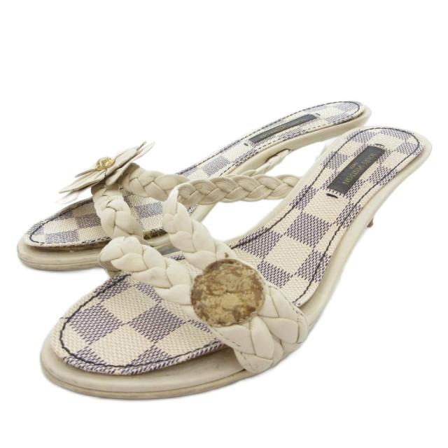 【中古】ルイヴィトン LOUIS VUITTON サンダル ダミエ フラワーモチーフ 35 白 ホワイト /JS ■GY19 レディース
