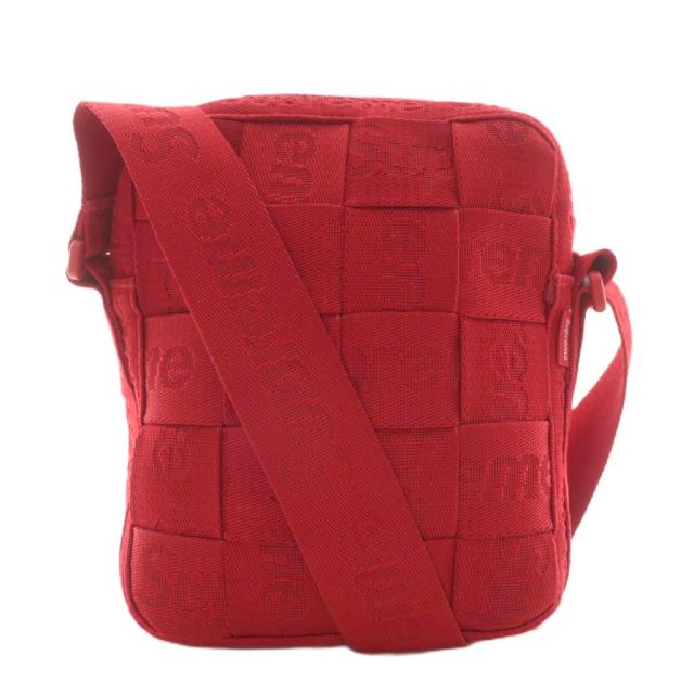 【中古】シュプリーム SUPREME 24SS WOVEN SHOULDER BAG ウーブン ショルダーバッグ 編み込み ロゴ 総柄 赤 レッド