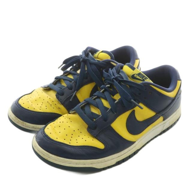 【中古】ナイキ NIKE Dunk Low Michigan スニーカー レザー ローカット US8.5 26.5cm 黄色 紺 DD1391-700