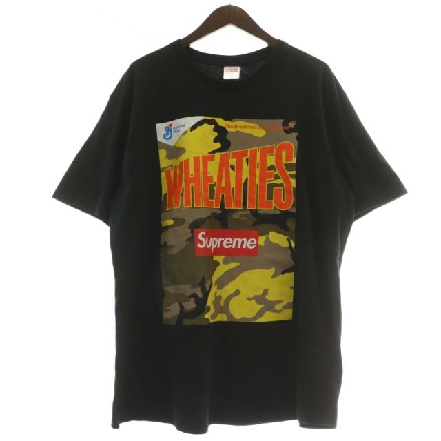 【中古】シュプリーム SUPREME Wheaties Tee Tシャツ カットソー 半袖 クルーネック ロゴ プリント XL 黒 ブラック