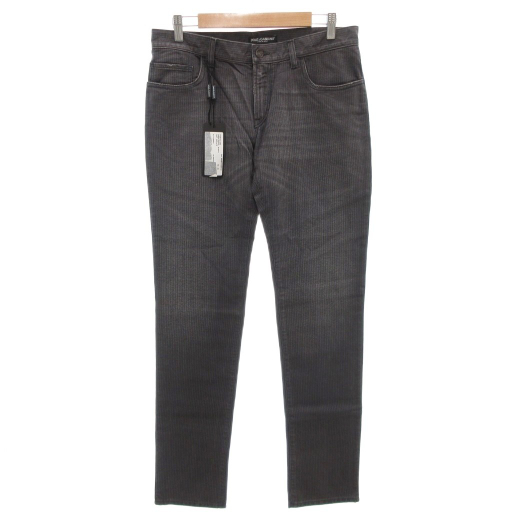 【中古】未使用品 ドルチェ&ガッバーナ タグ付き デニムパンツ ジーンズ ヘリンボーン ストレート 46 グレー