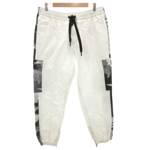 【中古】ドルチェ&ガッバーナ ドルガバ DOLCE&GABBANA カーゴパンツ ジョガー イージー 50 白 ホワイト 迷彩