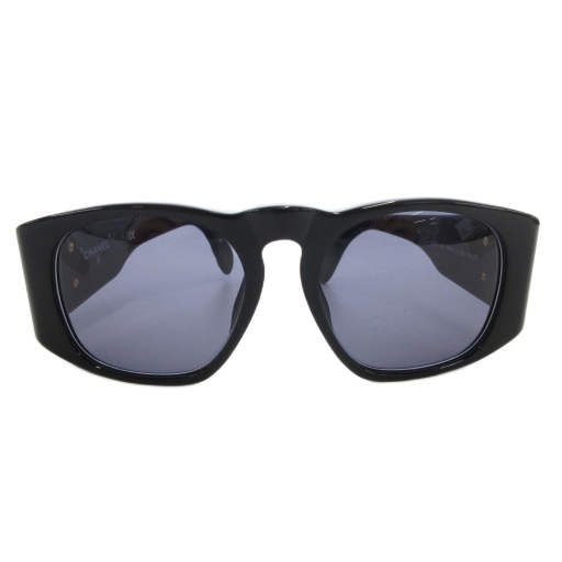 【中古】シャネル CHANEL ココマーク サングラス アイウェア マトラッセ ゴールドカラー金具 黒 ブラック 01450