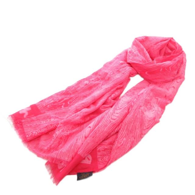 【中古】ルイヴィトン LOUIS VUITTON GM0199 2019 jonas wood スカーフ ストール シルク混 ロゴ ピンク M76062