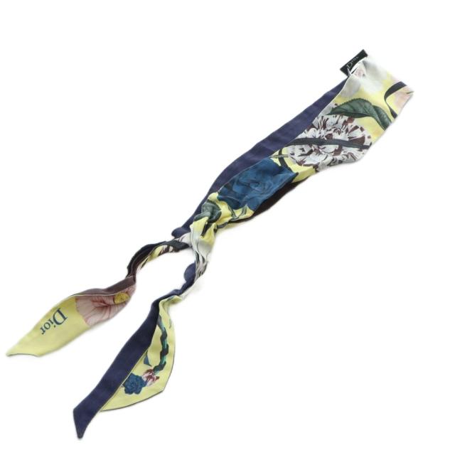 【中古】ディオール Dior ミッツァ リボンスカーフ ストール ロゴ 花柄 絹 シルク マルチカラー ■GY19 /MQ ■OH