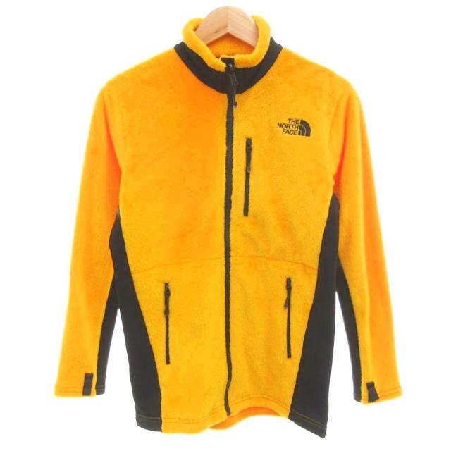 【中古】ザノースフェイス フリースジャケット ブルゾン ジップアップ ロゴ刺繍 XS オレンジ /JS ■GY01 メンズ