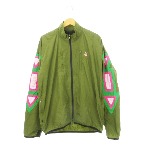 【中古】アールディーズ ジオメトリックパッカブルジャケット ナイロン スタンドカラー グラフィカルモチーフ M 緑