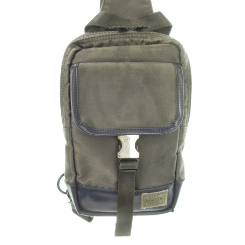 【中古】ポーター PORTER 吉田カバン × サックスバー SAC'S BAR ボディバッグ ファブリック レザー ロゴ グレー