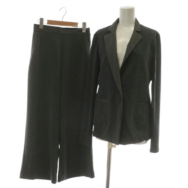 【中古】未使用品 MORABITO 近年モデル セットアップ テーラードジャケット シングル ワイドパンツ 38 M グレー