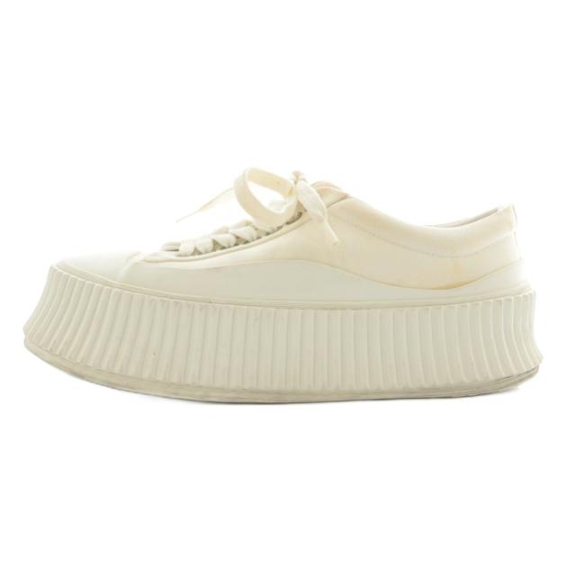 【中古】JIL SANDER スニーカー キャンバス 厚底 プラットフォーム ローカット 35 22cm 白 J15WS0002 P4868