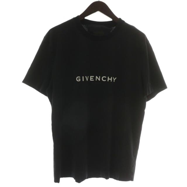 【中古】ジバンシィ GIVENCHY Tシャツ カットソー 半袖 クルーネック リバースロゴ プリント L 黒 8M71653Y6B