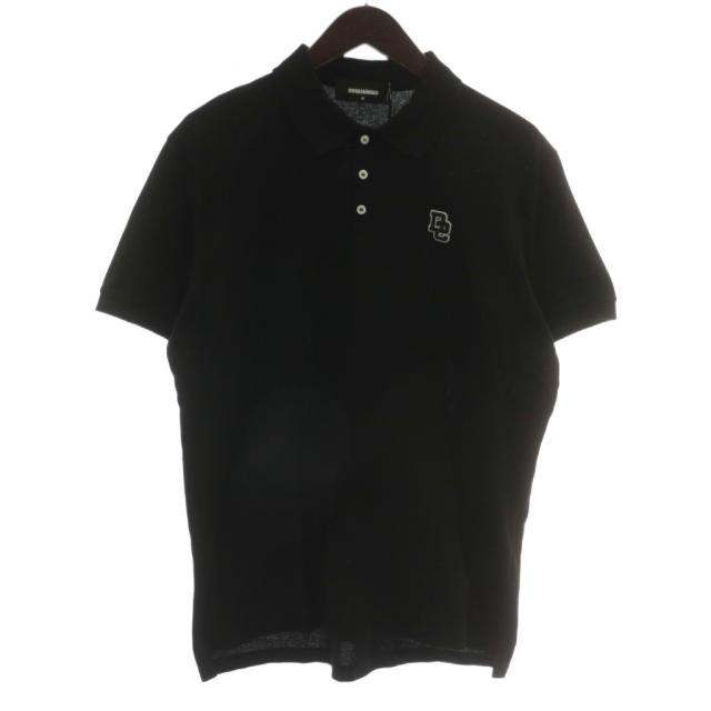 【中古】未使用品 ディースクエアード DSQUARED2 Tennis Fit Polo ポロシャツ 半袖 ロゴ ワッペン M 黒 S74GL0078