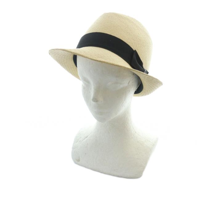 【中古】シャネル CHANEL ストローハット 帽子 麦わら帽子 リボン ロゴ M ベージュ ■GY19 /MQ ■OH レディース