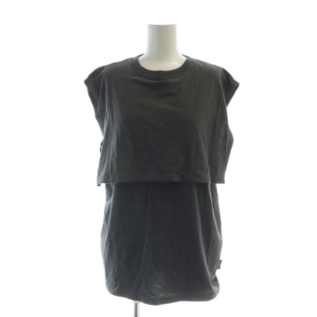 【中古】ハイク HYKE 23SS カットソー ノースリーブ ロゴ刺繍 無地 2 グレー ■GY19 /MQ レディース