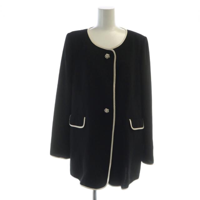 【中古】オースチン リード Austin Reed 近年モデル ノーカラージャケット ビジューボタン 長袖 シングル ロゴ 40